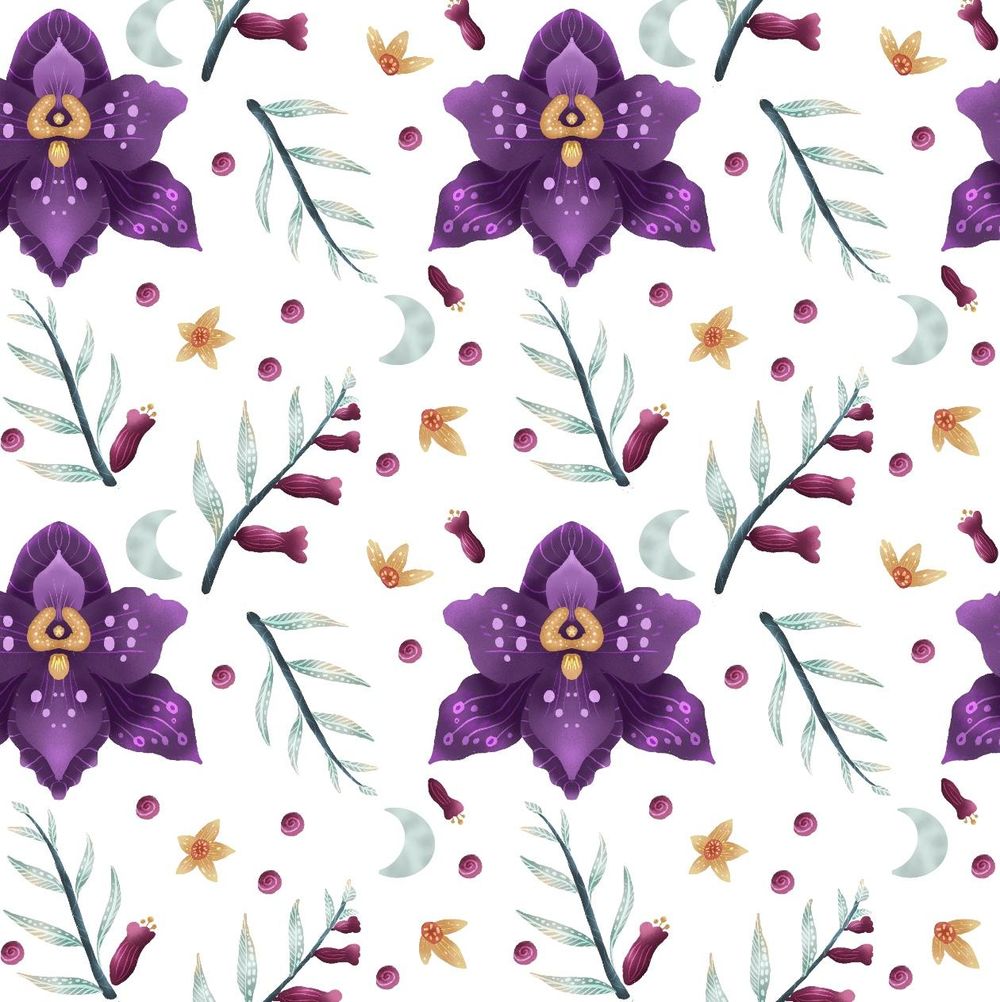 Orchid Repeat Pattern | Skillshare Student Project