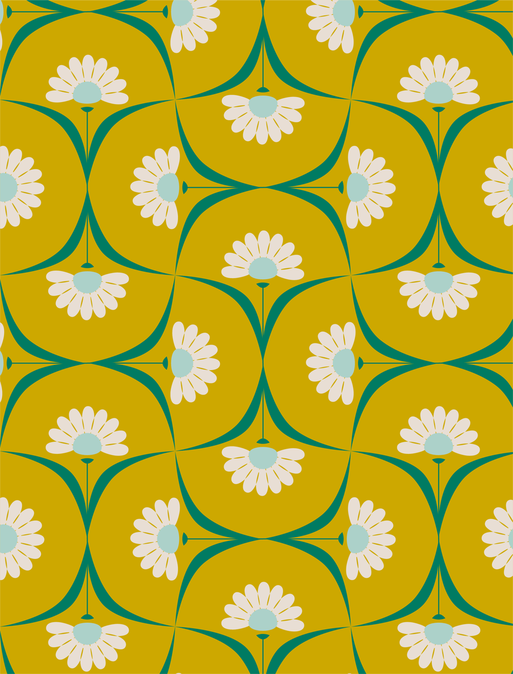 Scalloped mustard floral pattern | Skillshare Student Project
