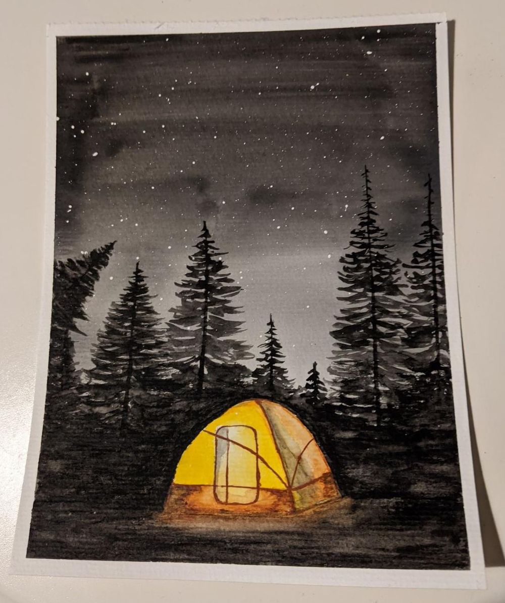 Pine Trees with Night Sky | Skillshare Student Project