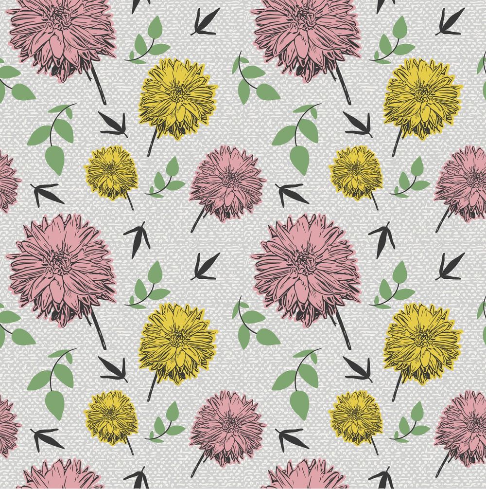 Flower patterns, full and half drop repeat | Skillshare Student Project