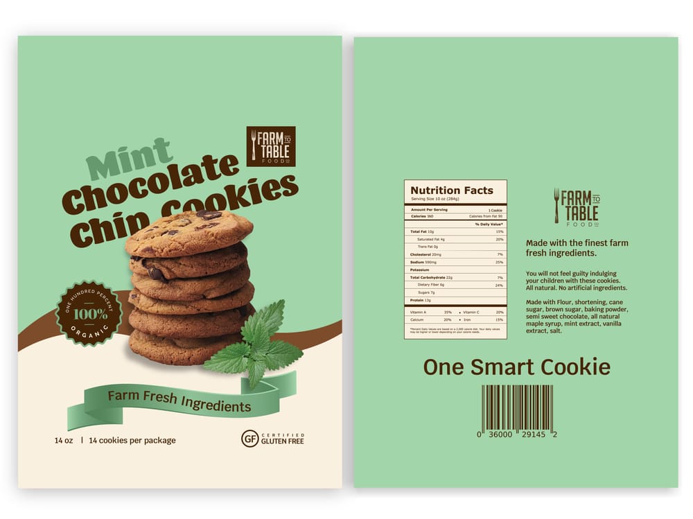 Mint Chocolate Chip Cookies Package Design | Skillshare Student Project