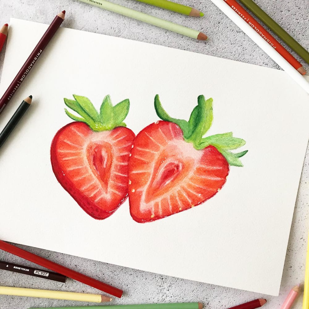 Strawberry Illustration with Colored pencils | Skillshare Student Project