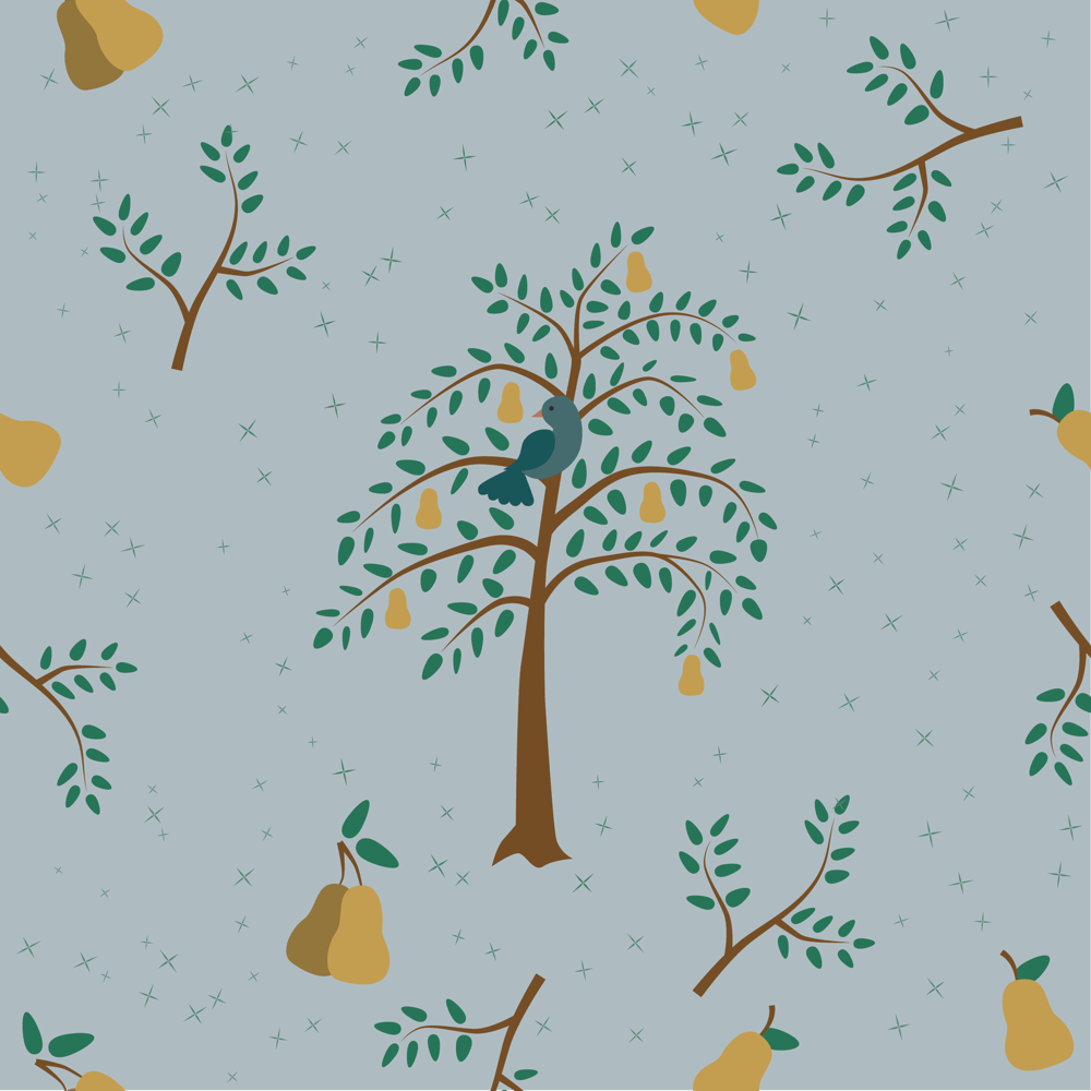 Partridge in a Pear Tree Pattern Design | Skillshare Student Project