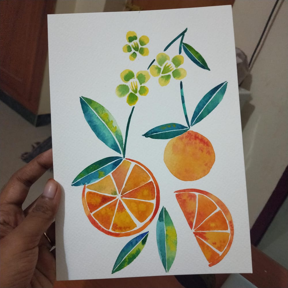 Pradi's modern watercolor fruits and flowers | Skillshare Student Project