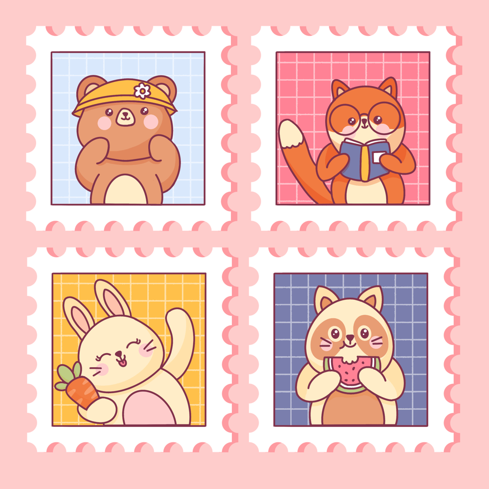 Cute Animal Postage Stamps | Skillshare Student Project