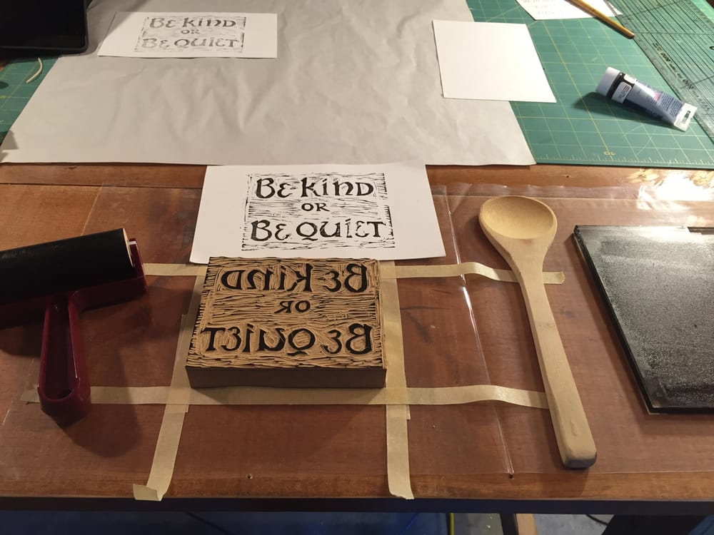 "Be Kind" block print | Skillshare Student Project