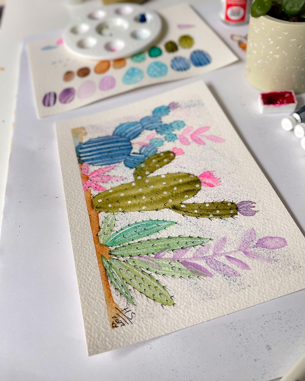 SAMPLE PROJECT: BOHO CACTUS COMPOSITION | Skillshare Student Project