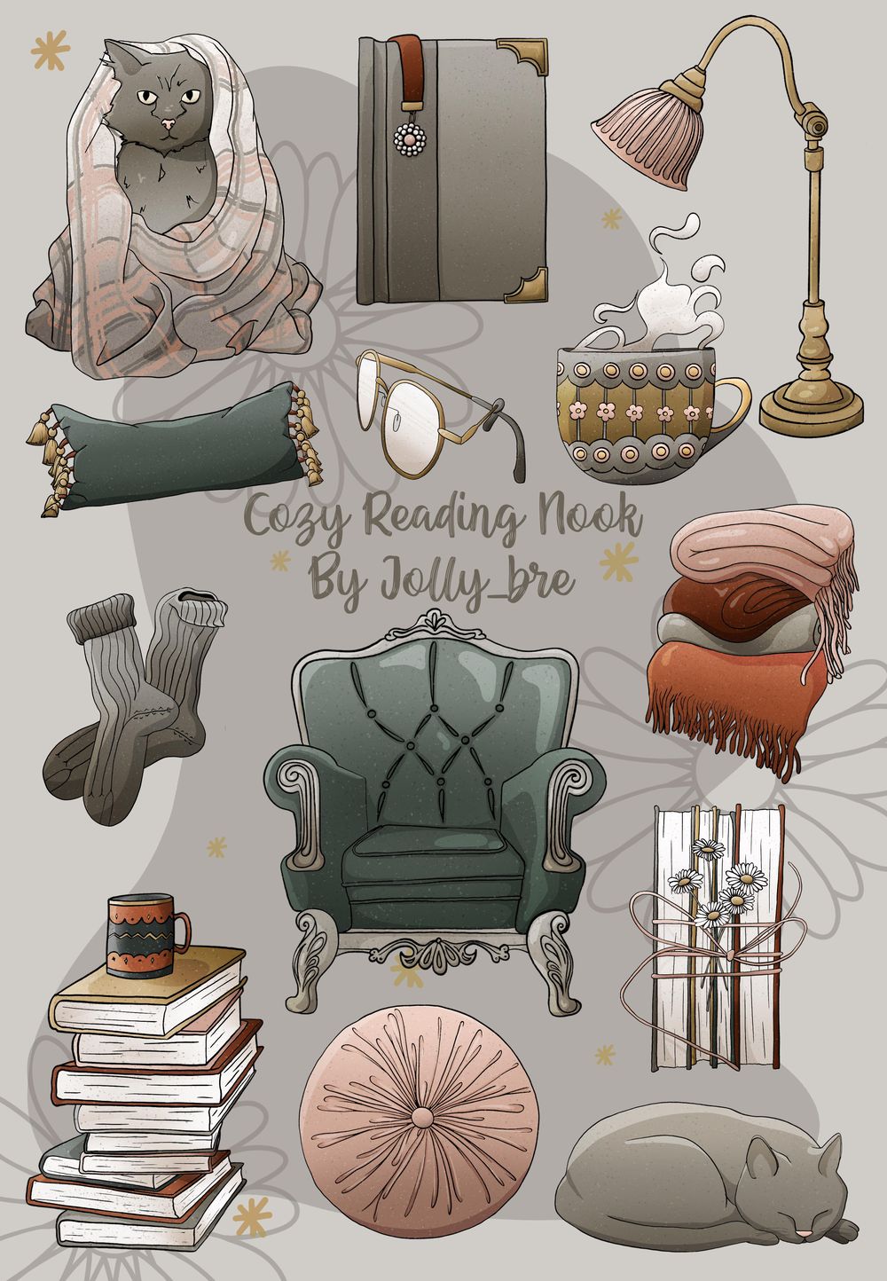Cozy Reading Stickers | Skillshare Student Project