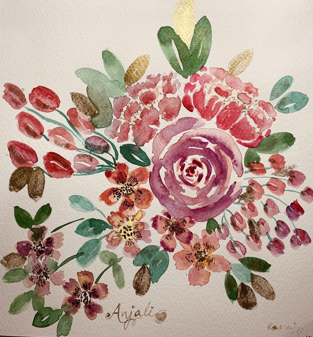 Watercolor blush pink bouquet | Skillshare Student Project