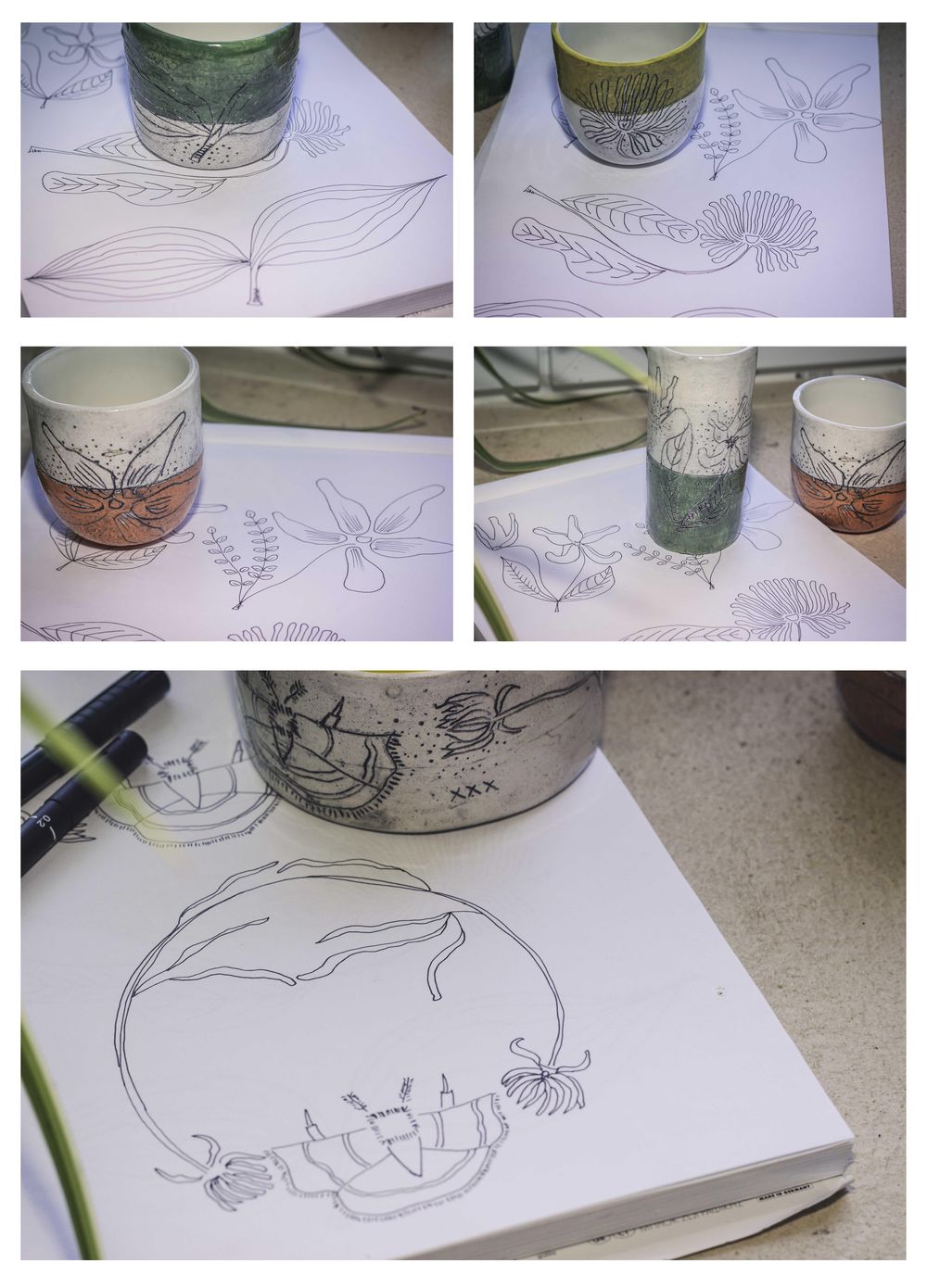 Botanical Line Drawing on ceramics | Skillshare Student Project