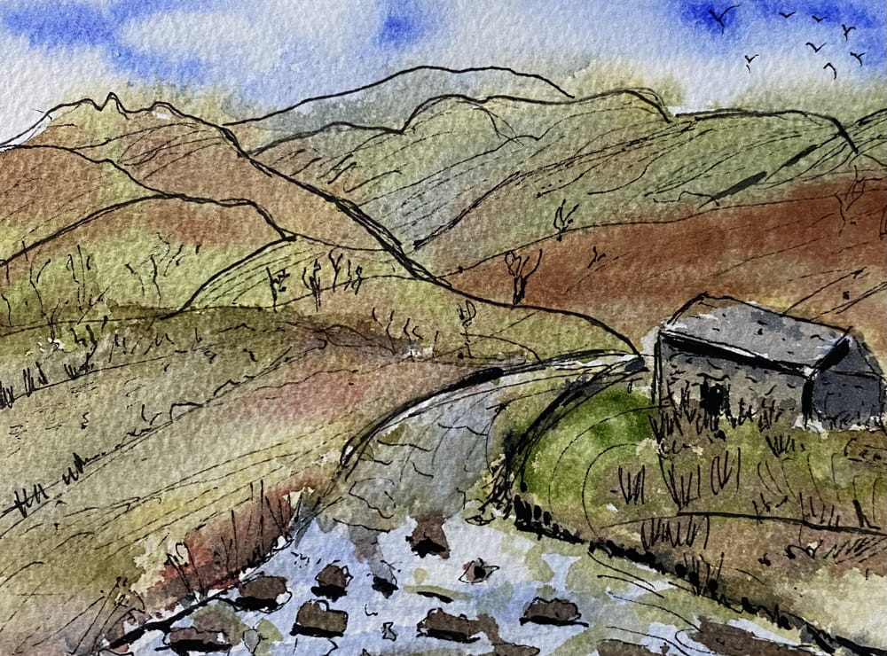 Ink and watercolour landscape | Skillshare Student Project