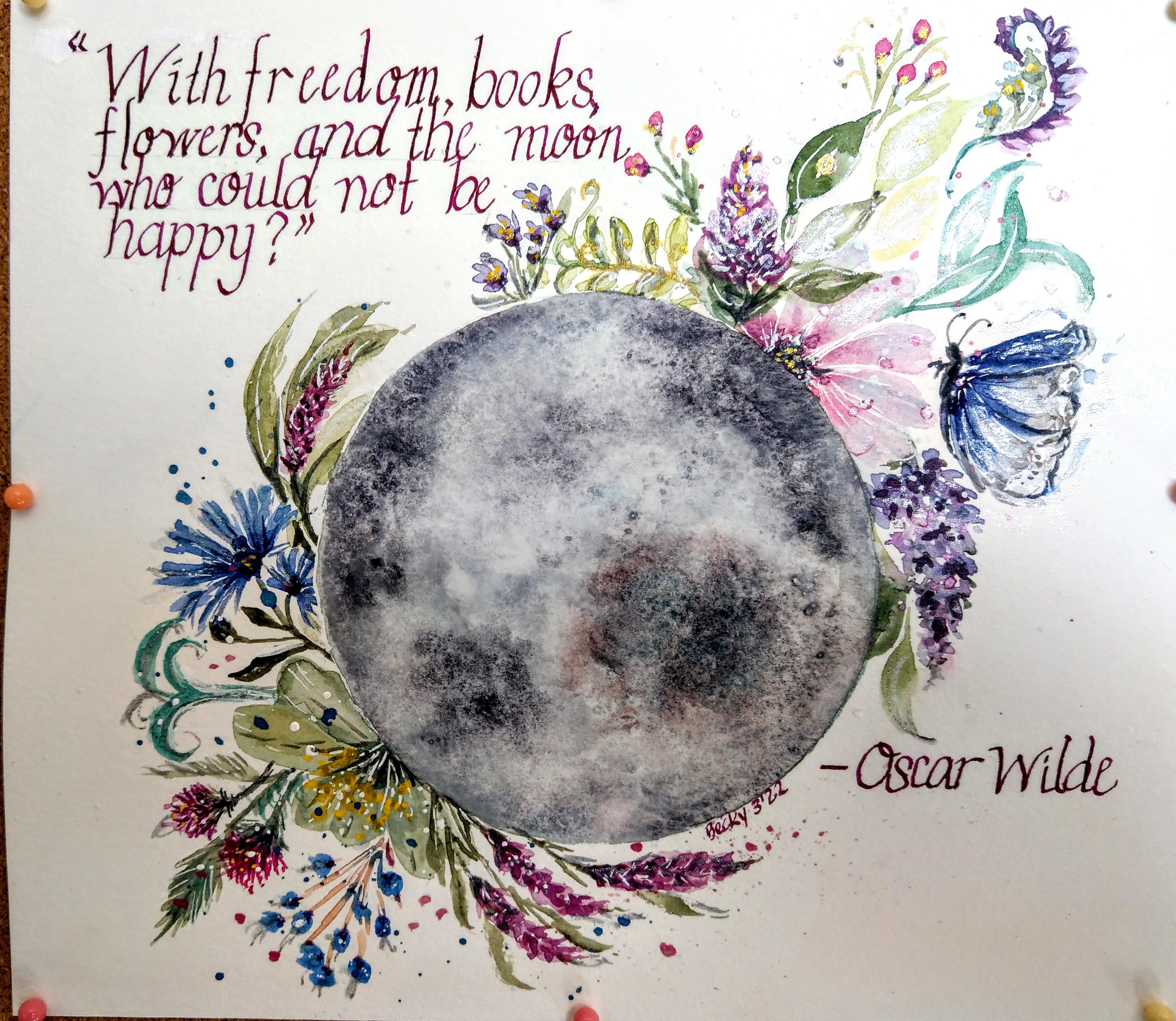 Watercolor Flower Full Moon Class | Skillshare Student Project