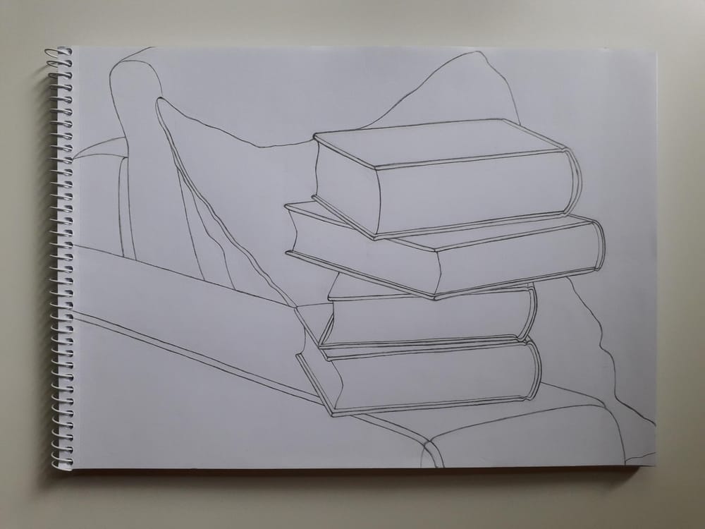 A Stack of Books Line Drawing | Skillshare Student Project