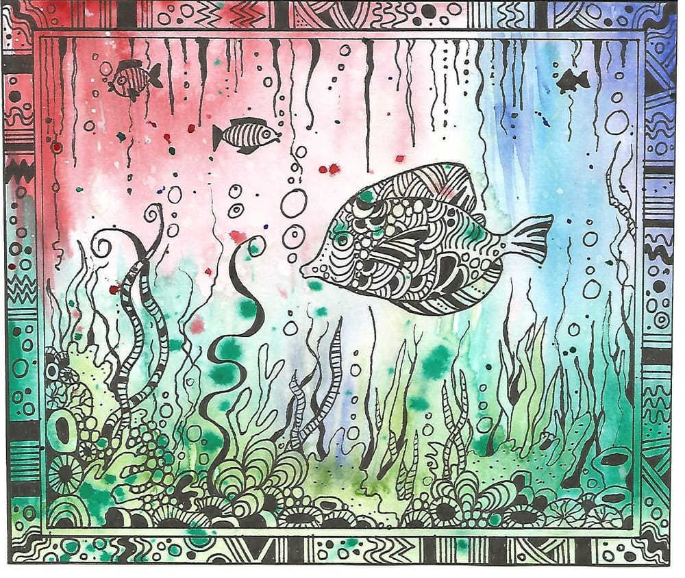 Zendoodle watercolour aquarium | Skillshare Student Project