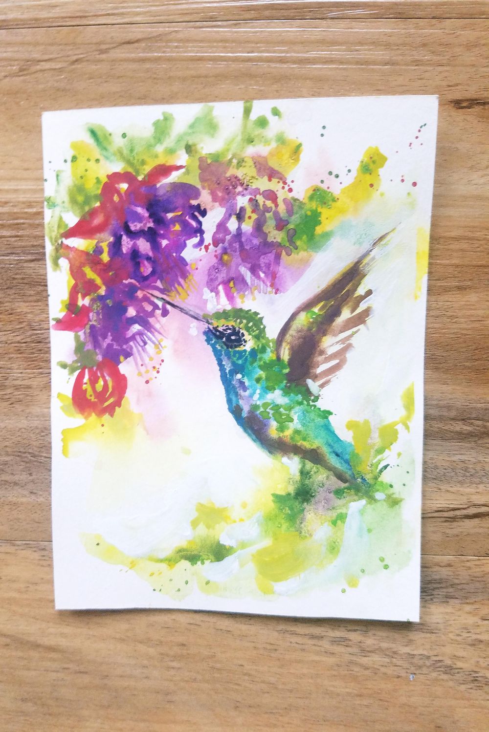 Expressive Watercolor Birds: paint a Hummingbird without Pencil Sketch ...