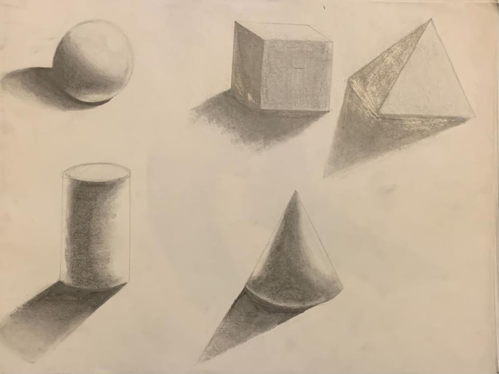 Complete fully shaded drawings of the three basic volumes | Skillshare ...