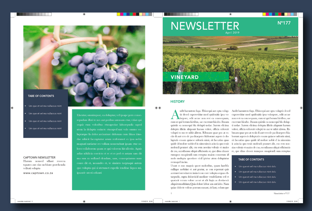 Newsletter design - 4 spread pages | Skillshare Student Project