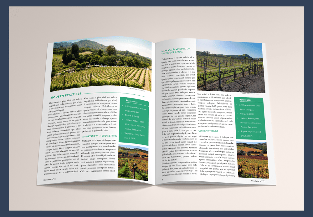 Newsletter design - 4 spread pages | Skillshare Student Project