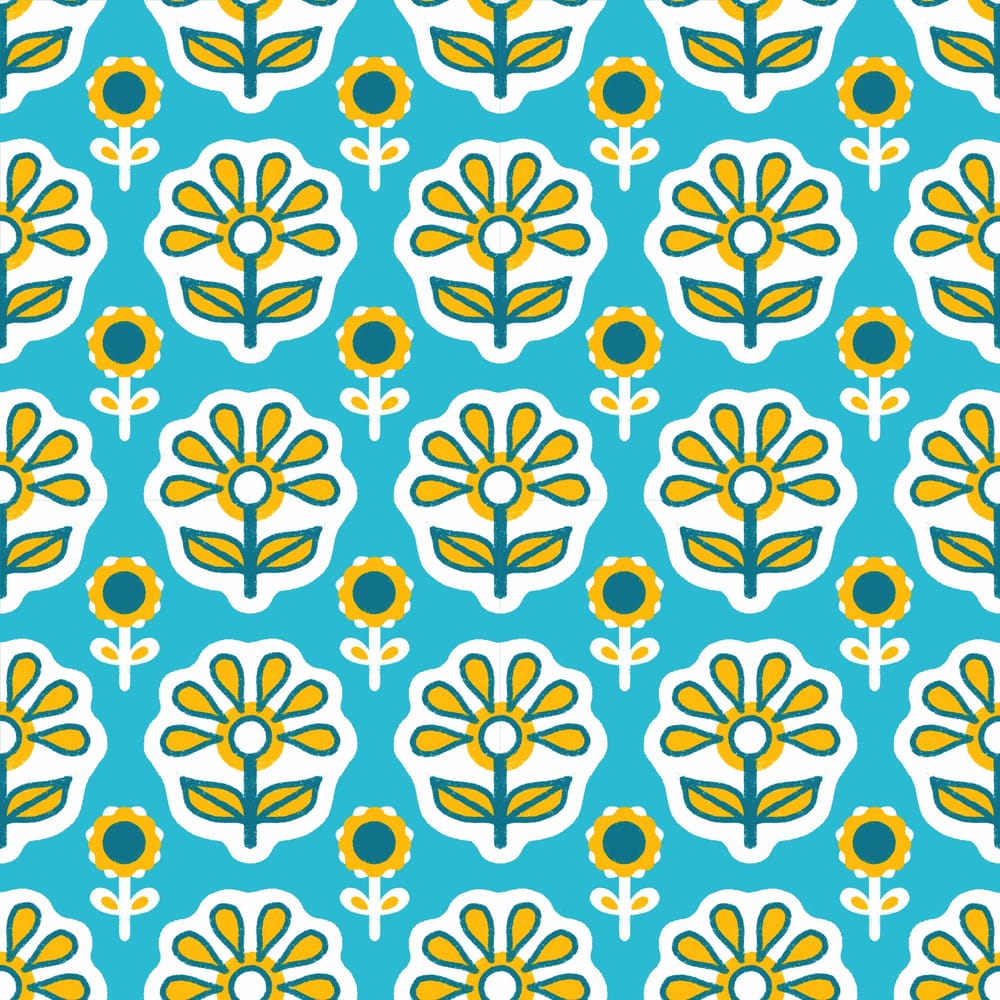 Flower patterns in mid century color style | Skillshare Student Project