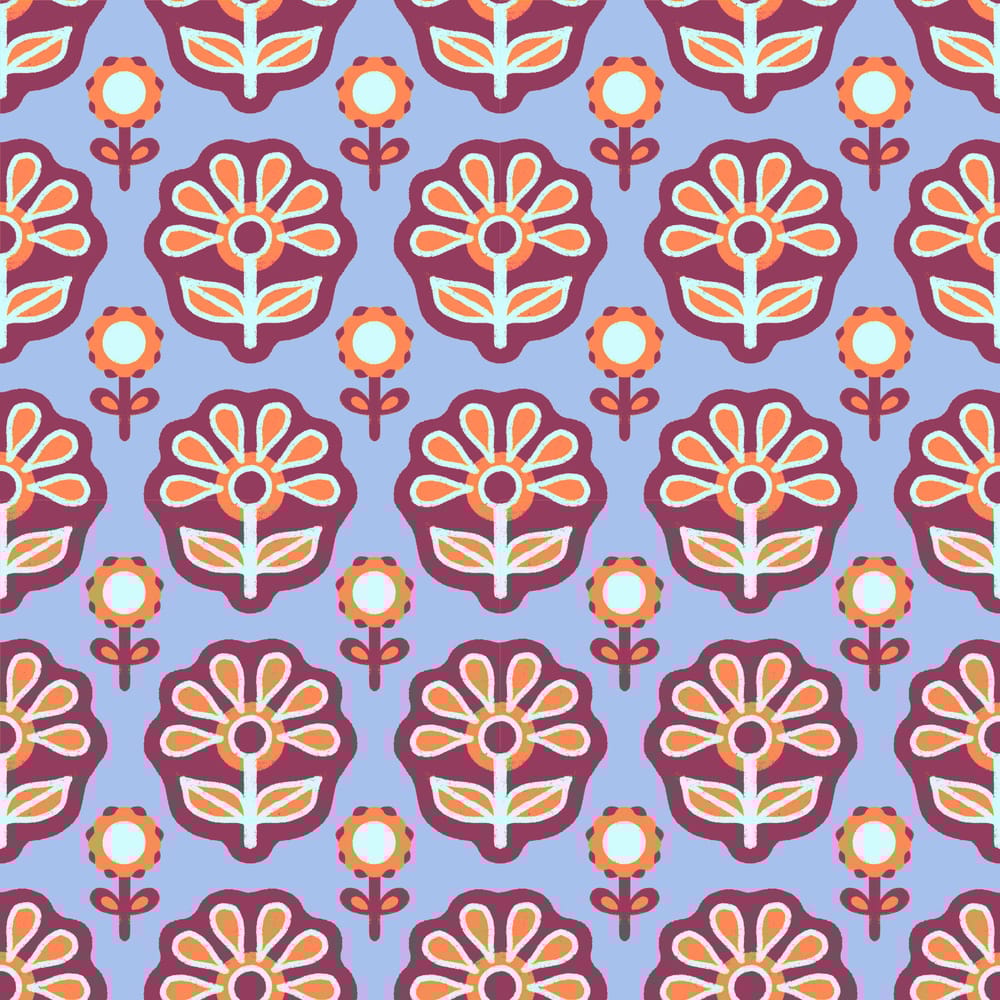 Flower patterns in mid century color style | Skillshare Student Project