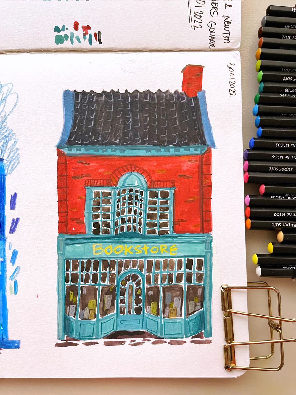 Drawing Buildings with Gouache and Colored Pencils | Skillshare Student ...