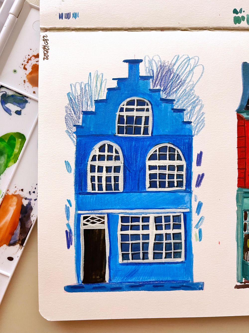 Drawing Buildings with Gouache and Colored Pencils | Skillshare Student ...