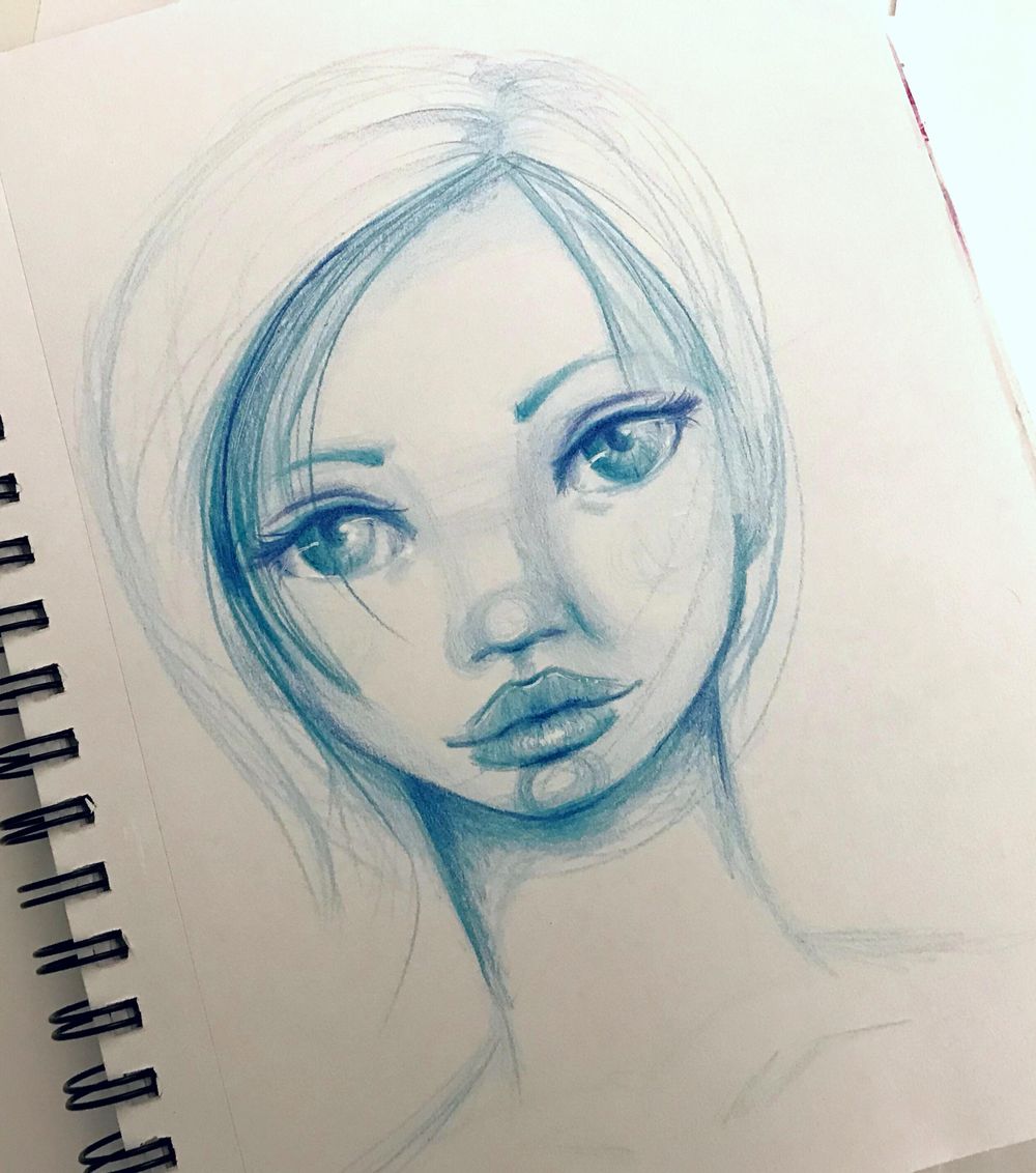 Whimsical Face - Monochromatic Drawing | Skillshare Student Project
