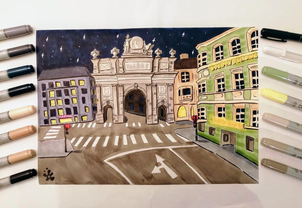 Urban sketching - one point perspective | Skillshare Student Project