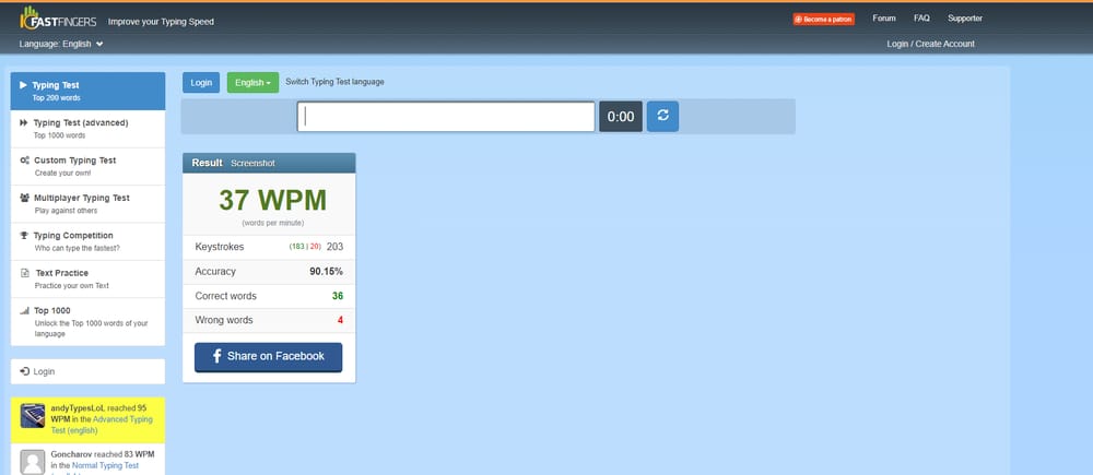 first typing test | Skillshare Student Project