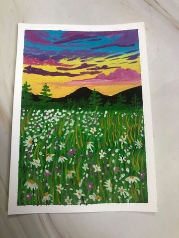 Expressive Daisy Field using Gouache | Skillshare Student Project
