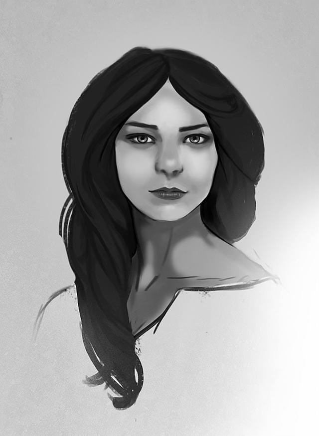 Digital portrait in grayscale | Skillshare Student Project