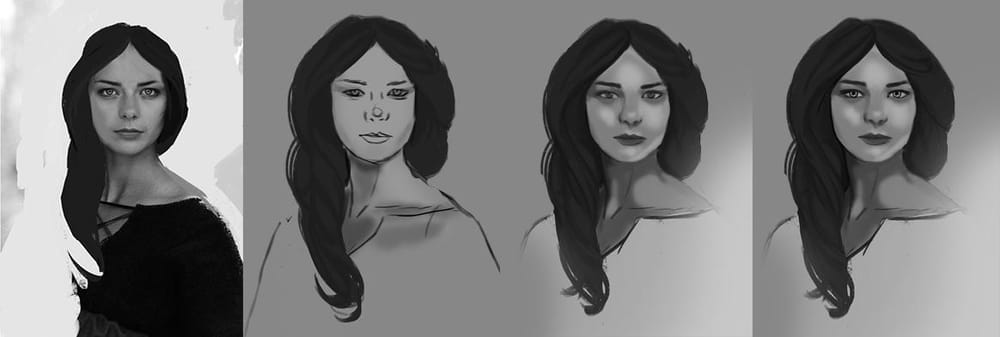 Digital portrait in grayscale | Skillshare Student Project