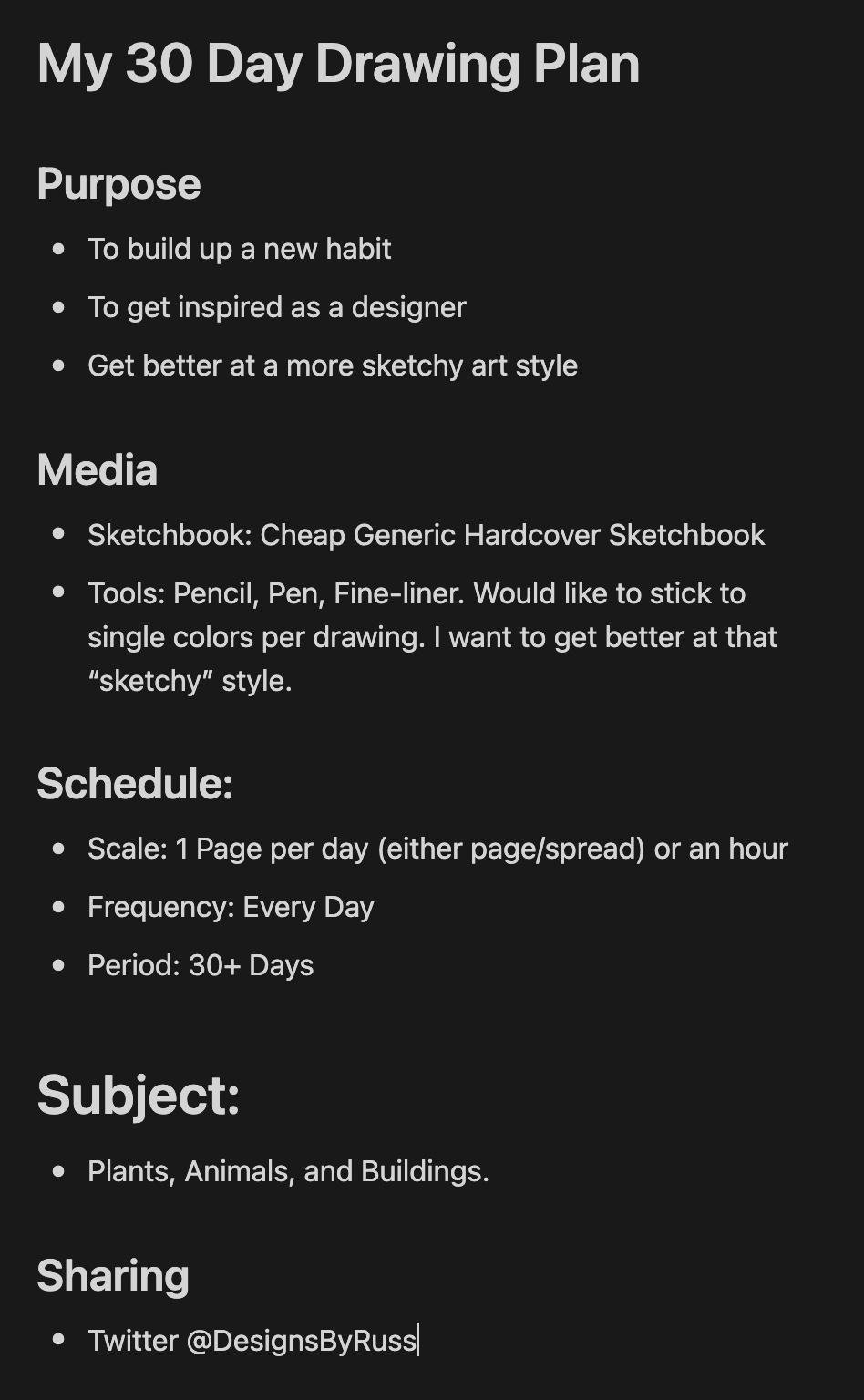 My 30 Day Drawing Plan | Skillshare Student Project