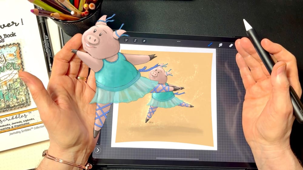Mock Ups using Procreate Fun Leaping Ballet Piggy & Gif | Skillshare Student Project