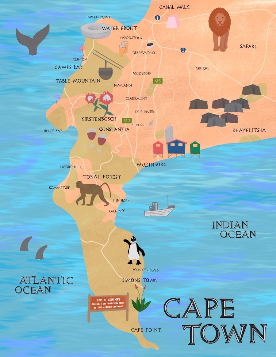 Cape Town Map Print Cape Town Map Art Printable Map Of Cape Town ...