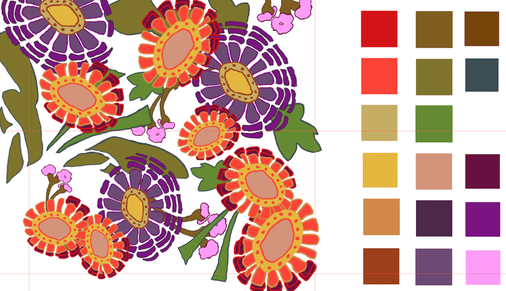 Chrysanthemum Tossed Repeat | Skillshare Student Project