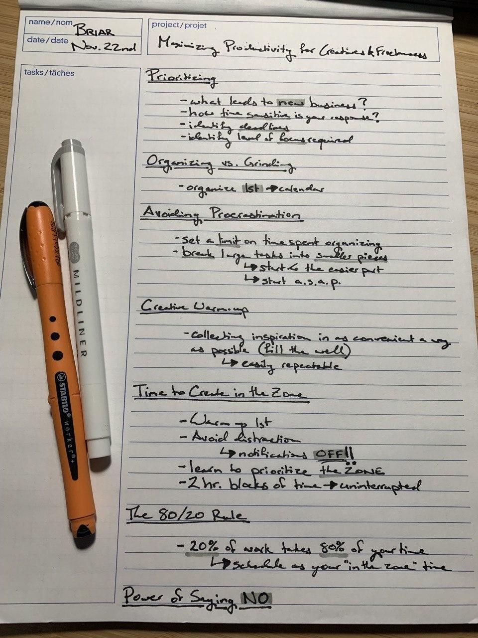 Productivity Note Taking & Ideas | Skillshare Student Project