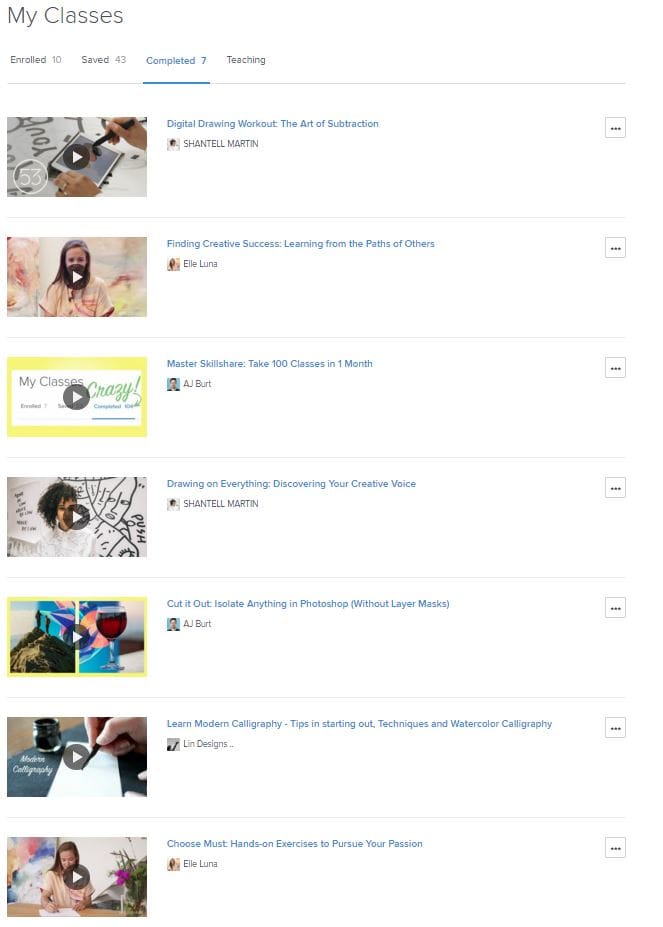 Completed Courses | Skillshare Student Project