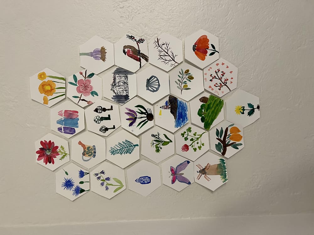 8 hexagon example and progress photos | Skillshare Student Project