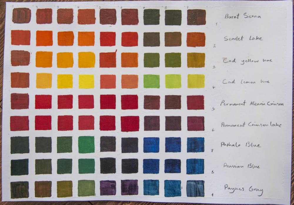 color mixing grid(oil) | Skillshare Student Project