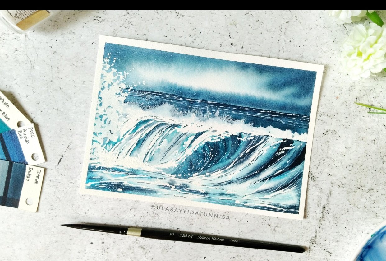 Final projects of watercolor ocean waves by Dhritikana | Skillshare Student Project
