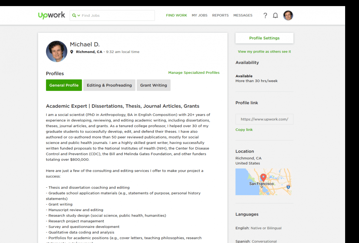 Upwork Profile- Comments welcome! | Skillshare Student Project