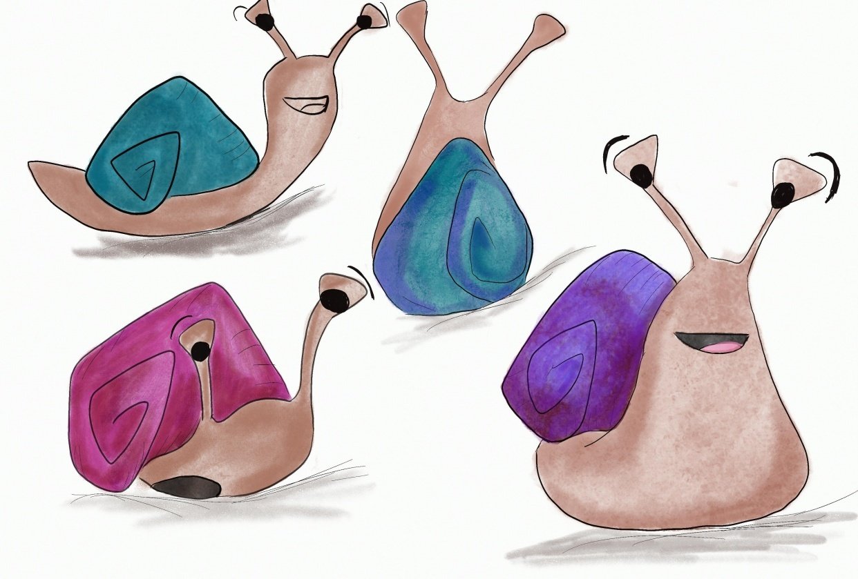Sam the snail character model sheet | Skillshare Student Project