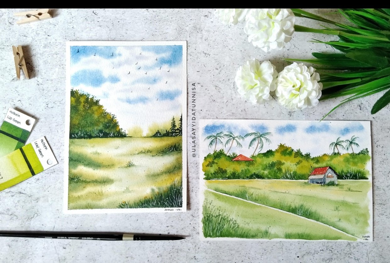 Green Watercolor Landscape Project from Sushma Hegde Class | Skillshare ...