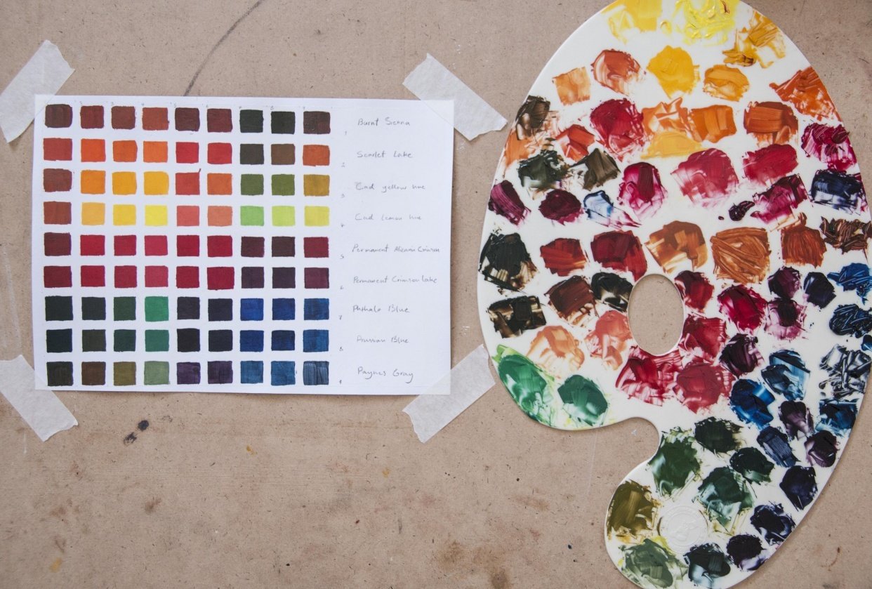 color mixing grid(oil) | Skillshare Student Project