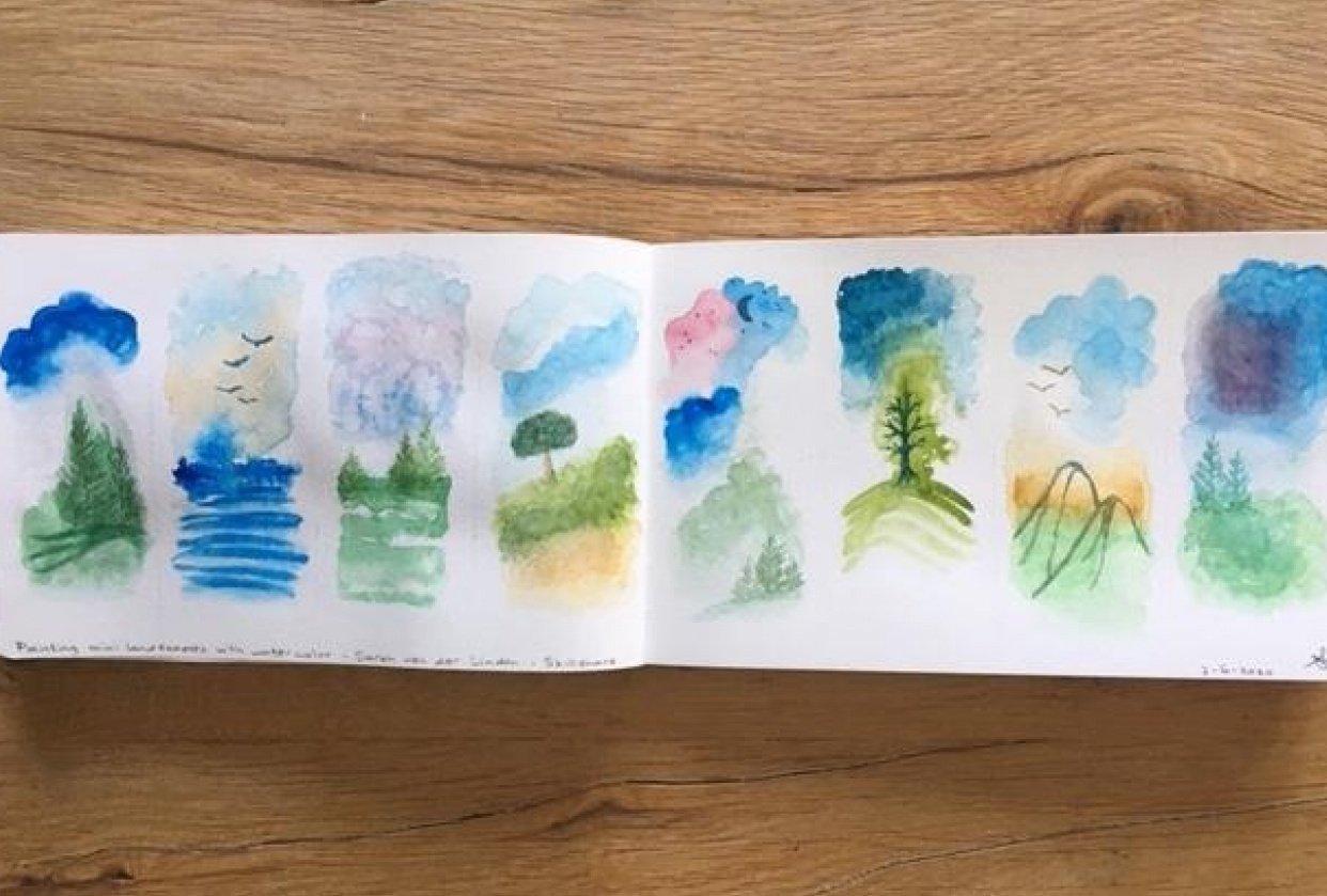 Mini landscapes with watercolor | Skillshare Student Project Mini landscapes with watercolor | Skillshare Student Project