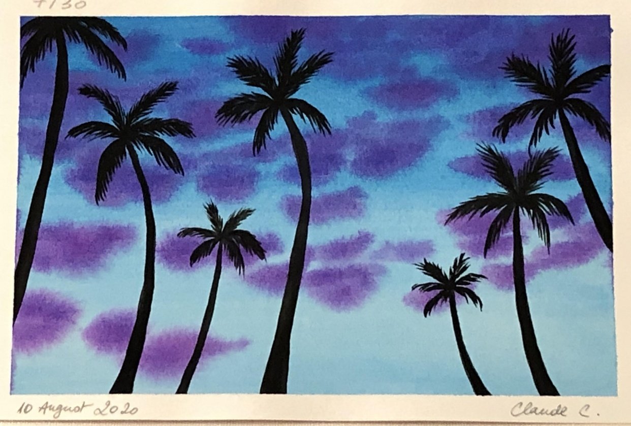Day 7/30 Palm Trees and Purple Clouds | Skillshare Student Project