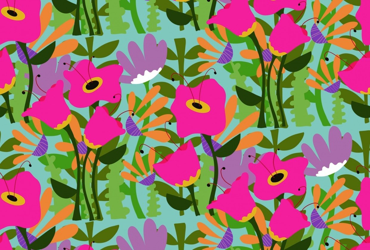 Funky flower bouquet half drop pattern | Skillshare Student Project