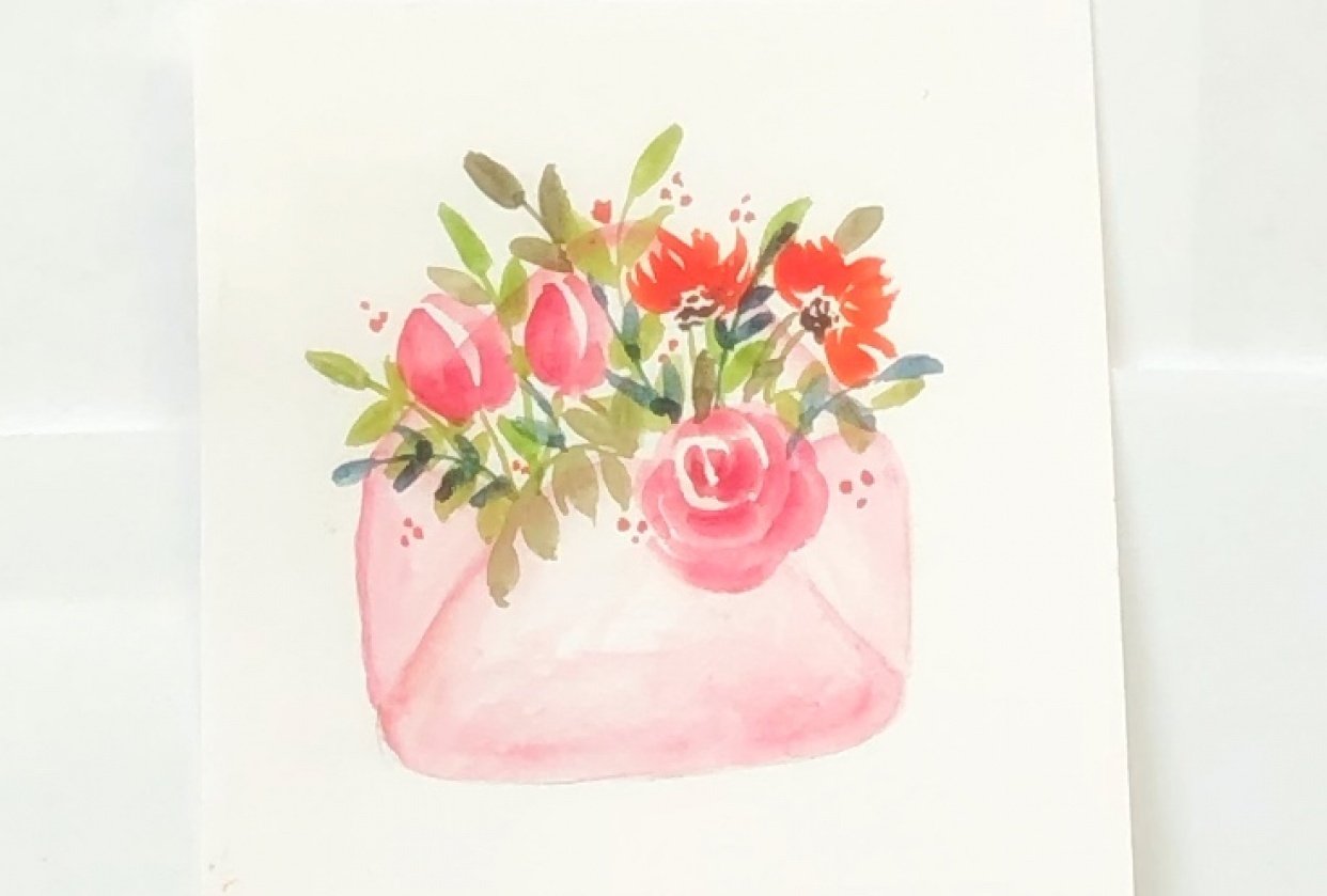 Watercolor florals in envelope | Skillshare Student Project