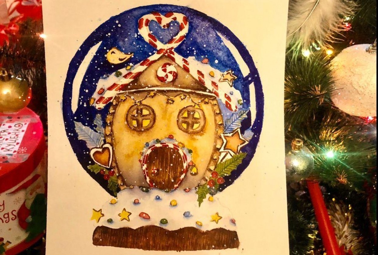 Snow globe with gingerbread house | Skillshare Student Project